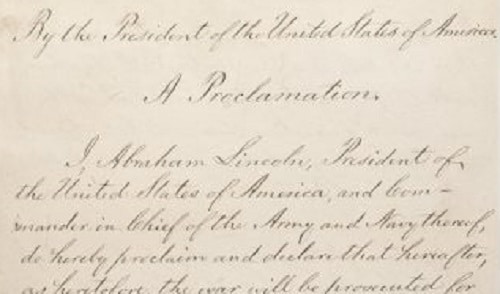 Sept. 22, 1862: Preliminary Emancipation Proclamation - Zinn Education ...