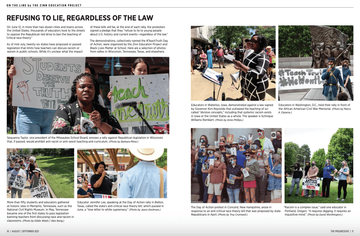 The Progressive Magazine Features #TeachTruth - Zinn Education Project