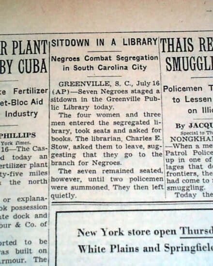 July 16, 1960: Greenville Eight Stage Read-In at Local Library - Zinn ...