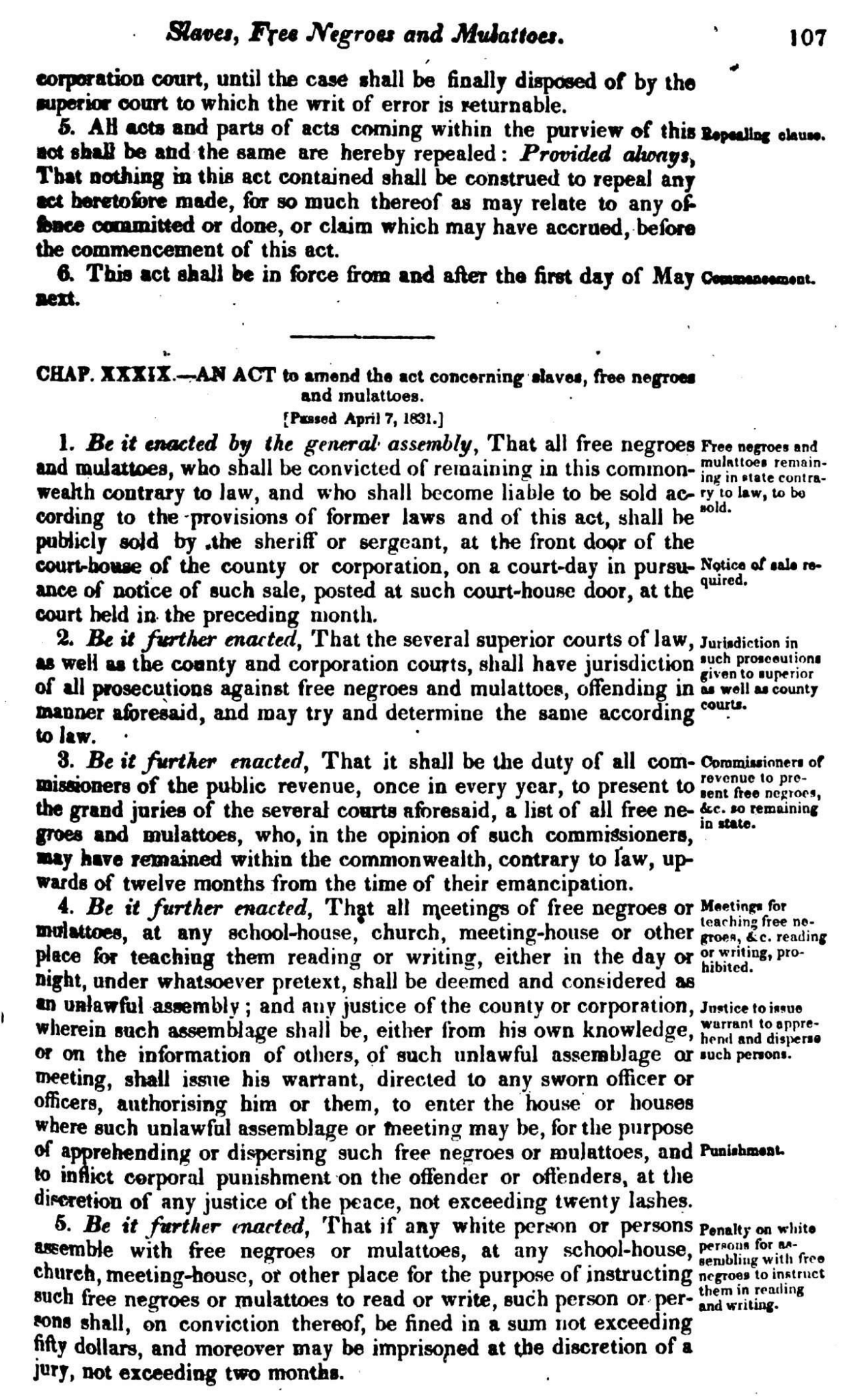 April 7, 1831: Virginia Literacy Ban Enacted - Zinn Education Project